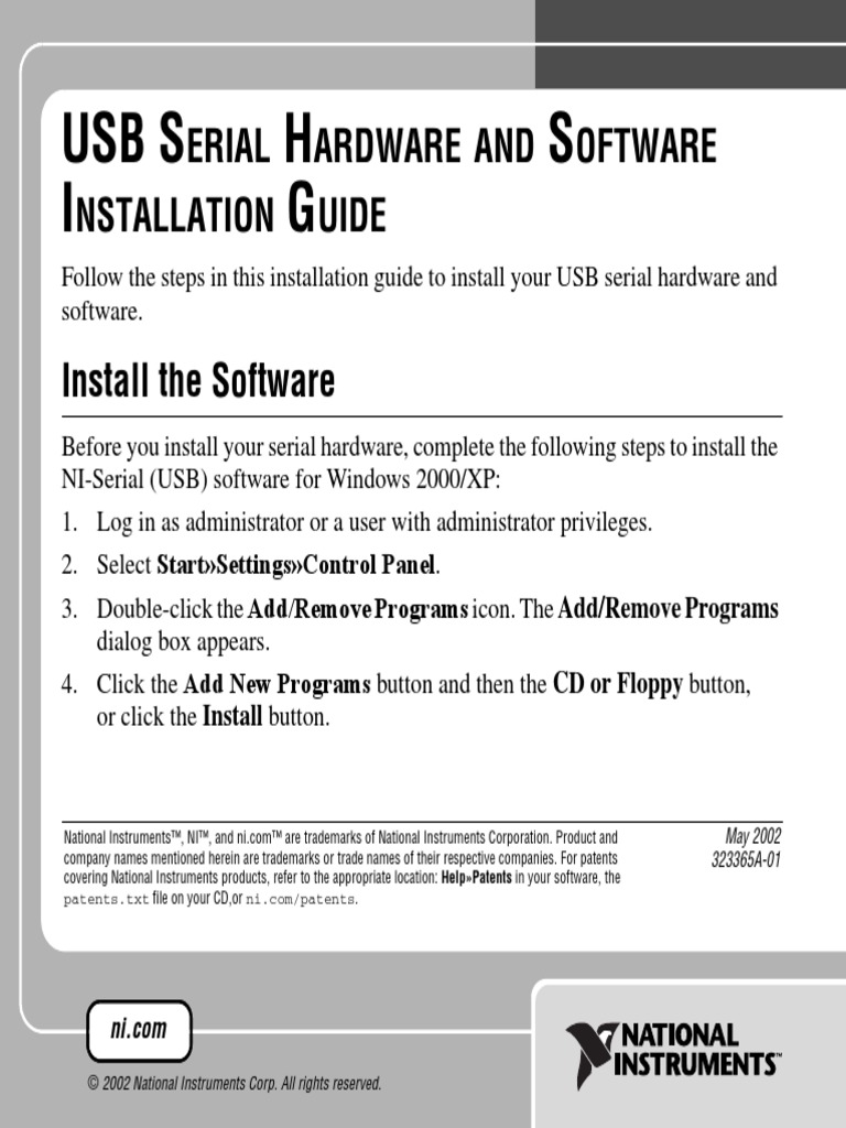 USB NI Serial Instalation | PDF | Usb | Computer Hardware