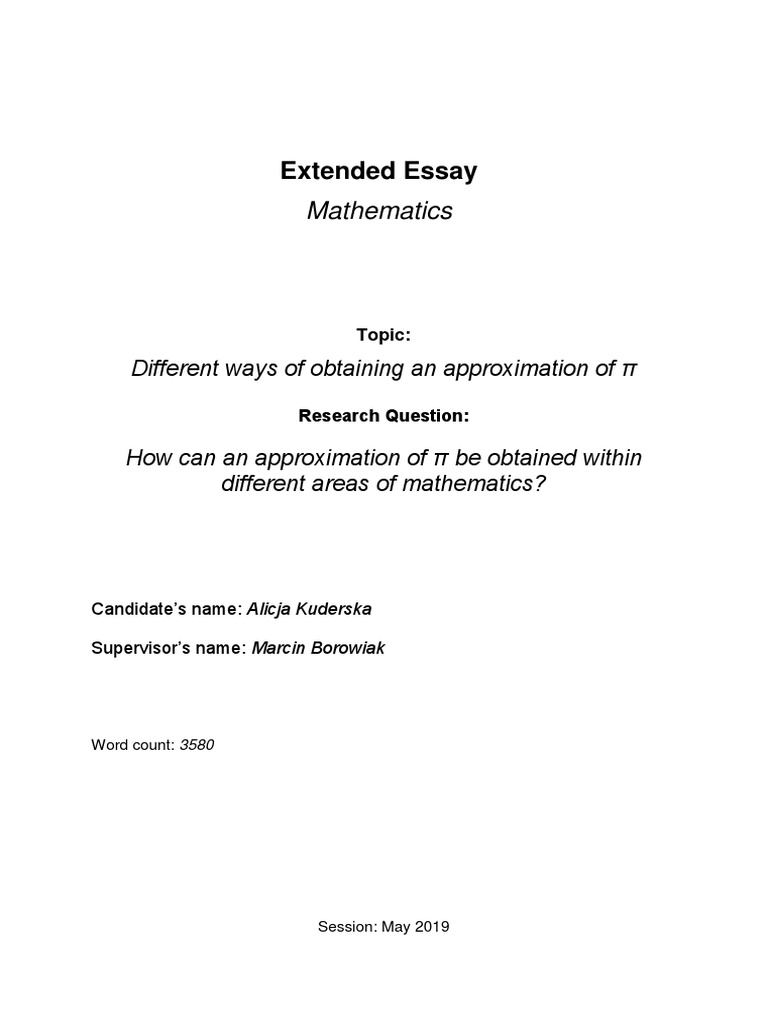 Extended Essay: Mathematics | PDF | Circle | Area