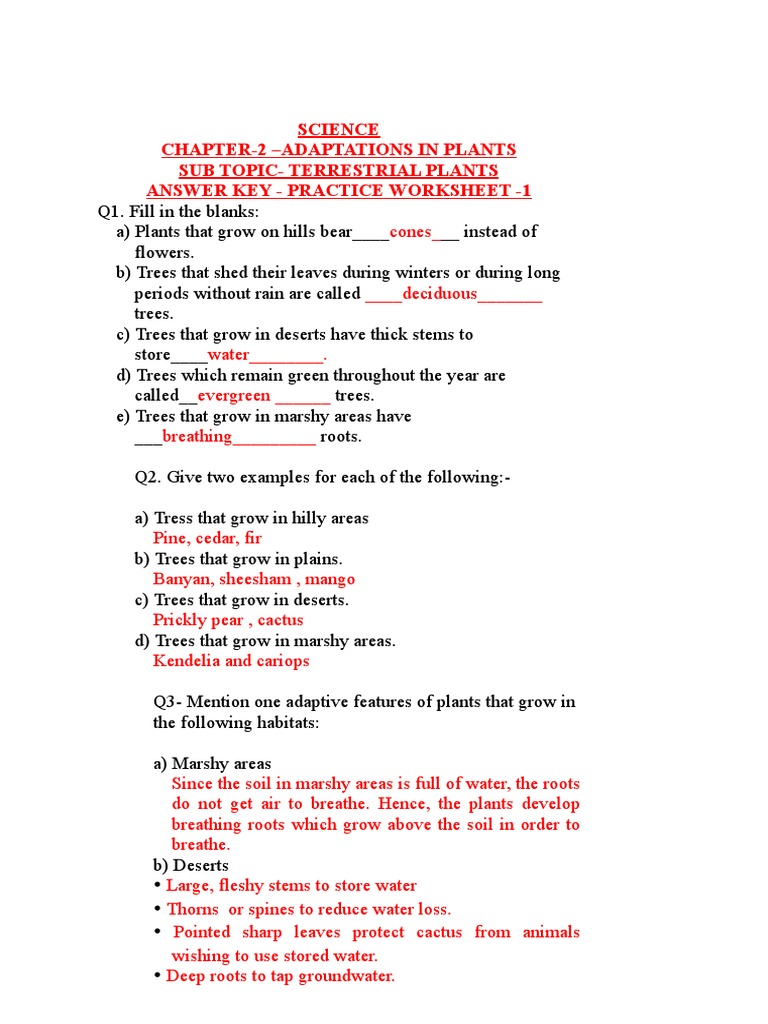 Science Chapter-2 - Adaptations in Plants Sub Topic-Terrestrial Plants ...