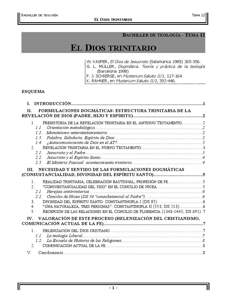 12 - El Dios Trinitario | PDF | espíritu Santo | Trinidad