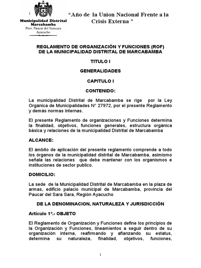 Ejemplo Rof | PDF | Alcalde | Gobierno local