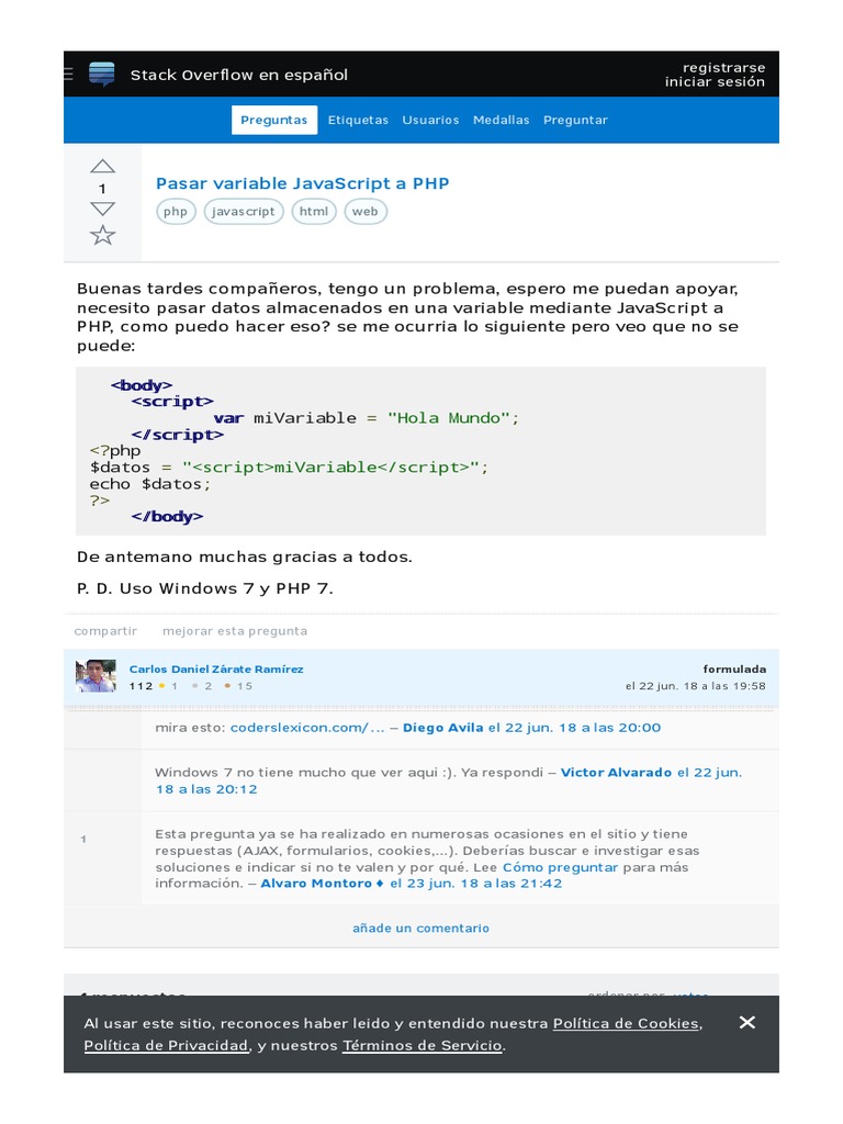 Pasar Variable Javascript A Php Descargar Gratis Pdf Script Java Cookie