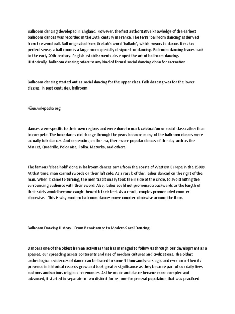 The History and Evolution of Ballroom Dancing: From its Origins in ...