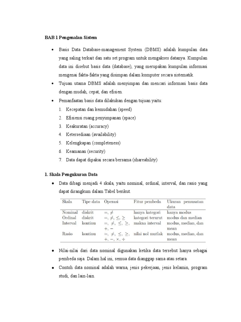 Pengenalan DBMS dan Skala Data | PDF