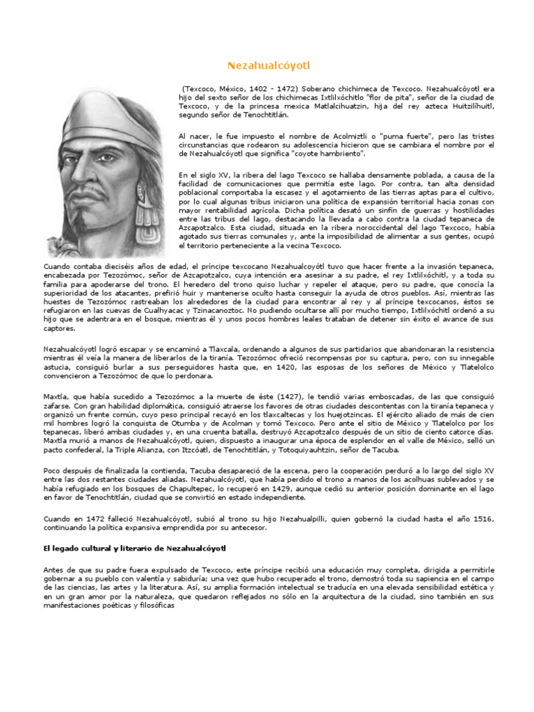 Vida Y Legado De Nezahualcóyotl Pdf