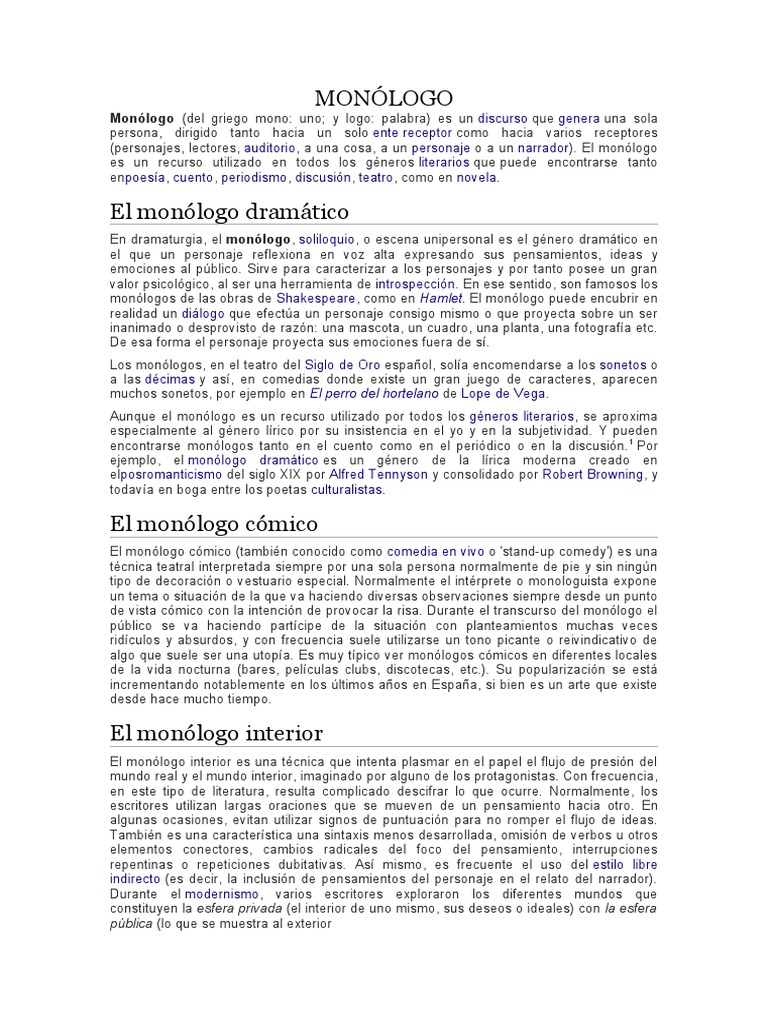 MONÓLOGO | PDF | Monólogo | Teatro
