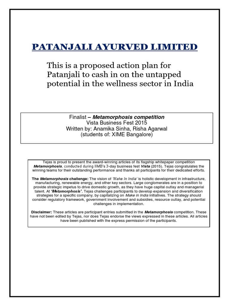 Patanjali Ayurved Limited | PDF | Ayurveda | Business