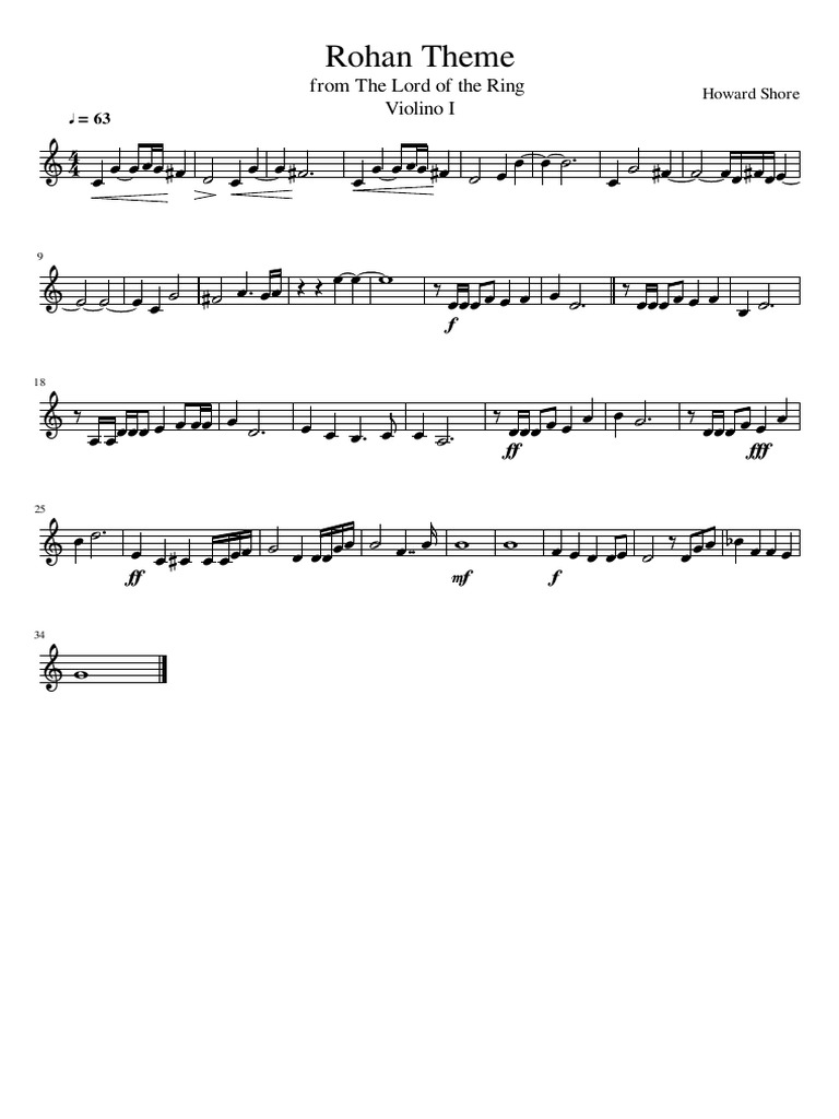 Rohan - Theme Violin I | PDF