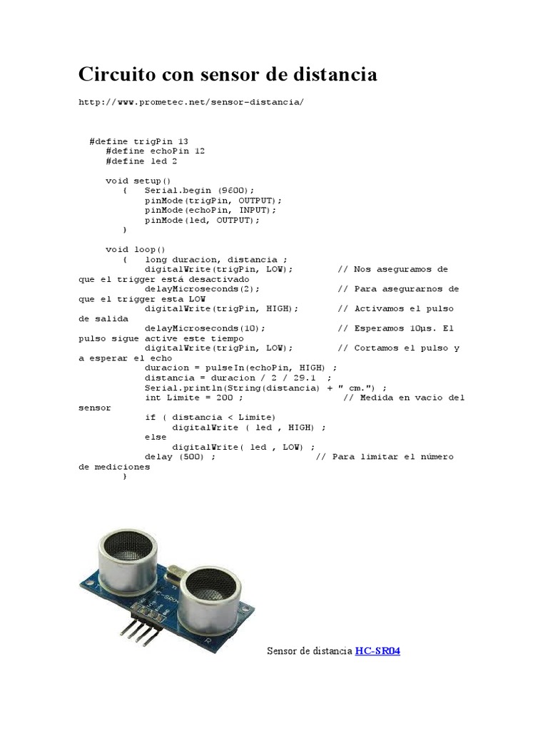 Circuito Con Sensor de Distancia para Arduino. Con Esquema | PDF