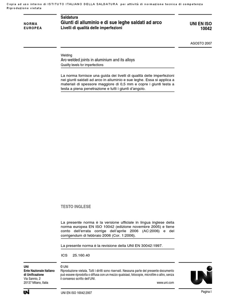 Uni en Iso 10042 - 2007 | PDF