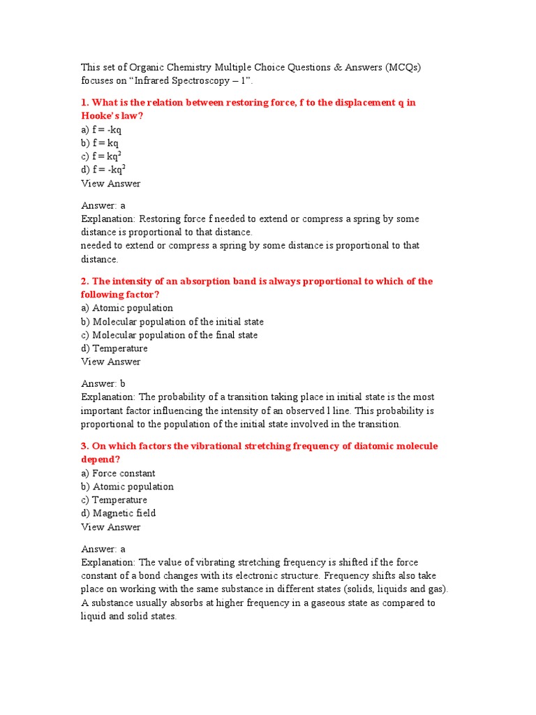 MCQ | PDF | Interferometry | Infrared Spectroscopy