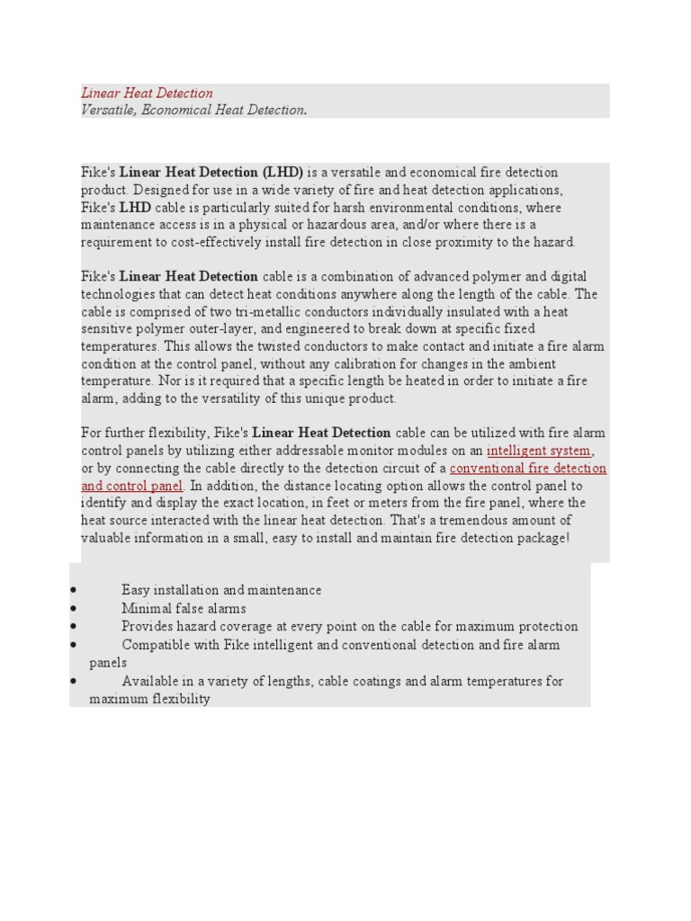 Linear Heat Detection Fike | PDF