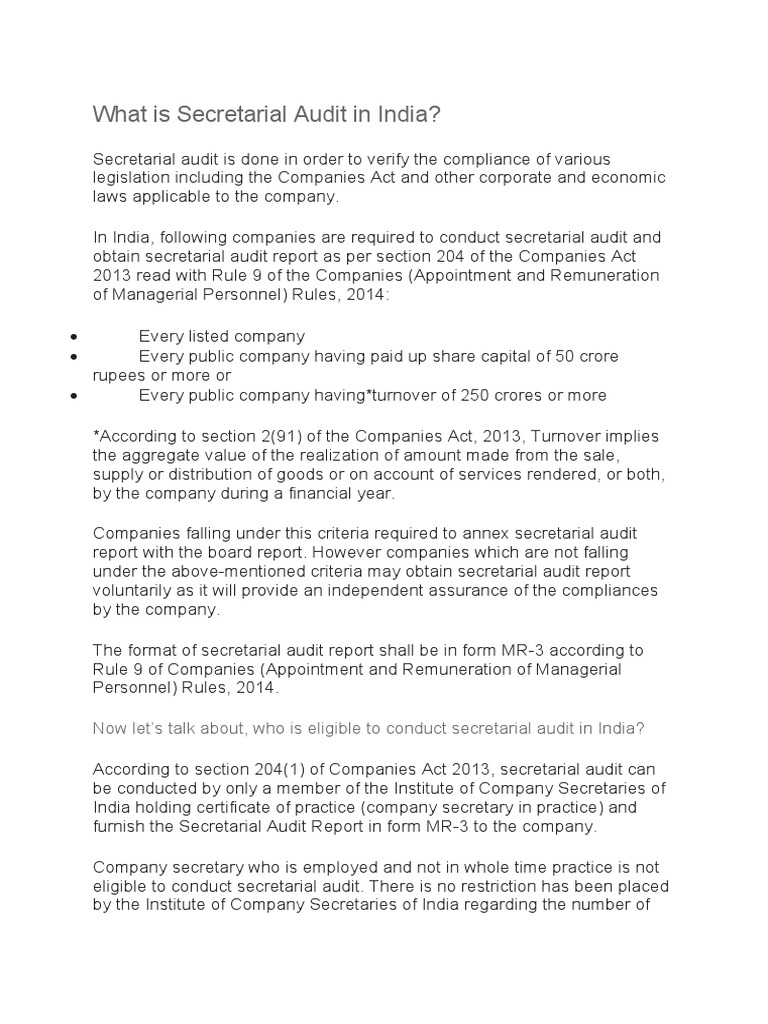 Now Let's Talk About, Who Is Eligible To Conduct Secretarial Audit in ...