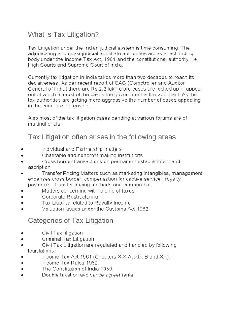 Tax Litigation Services | PDF | Taxes | Tax Treaty