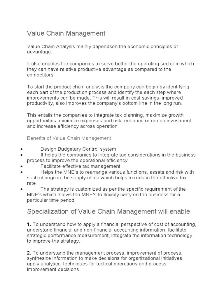 Value Chain Management | PDF | Strategic Management | Supply Chain