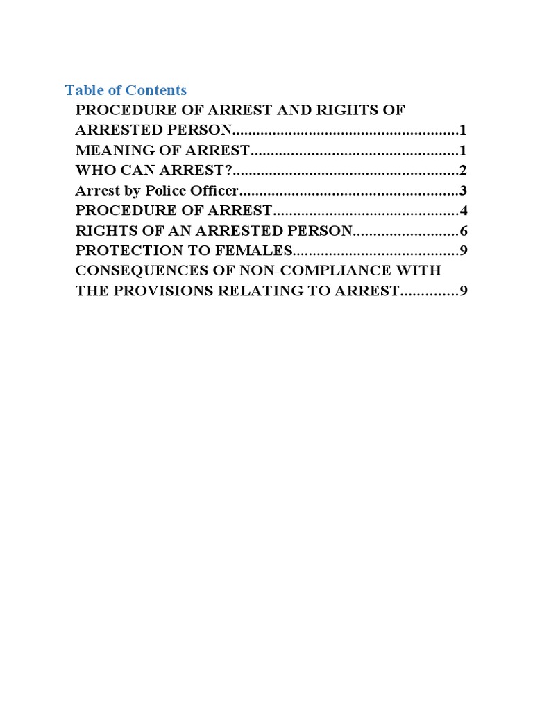 Procedure Of Arrest Pdf Arrest Bail