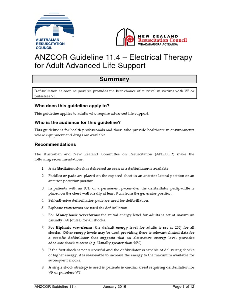 Anzcor Guideline 11 4 Elect Jan16 PDF | PDF | Cardiopulmonary ...