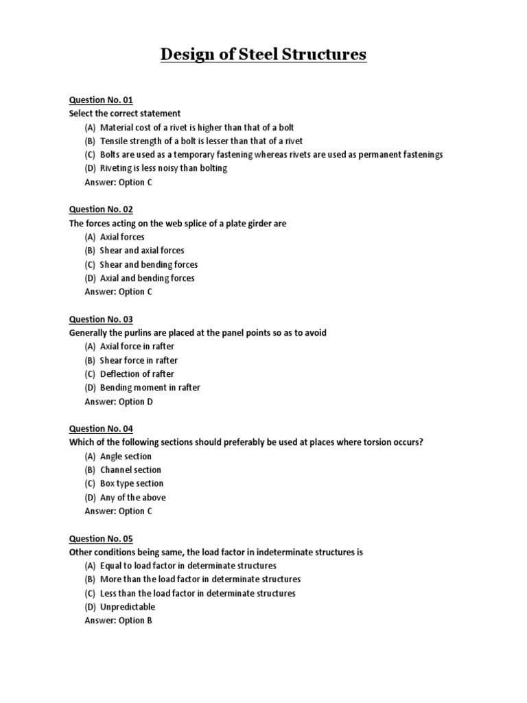 Steel Structures Exam Prep Pdf Bending Beam Structure