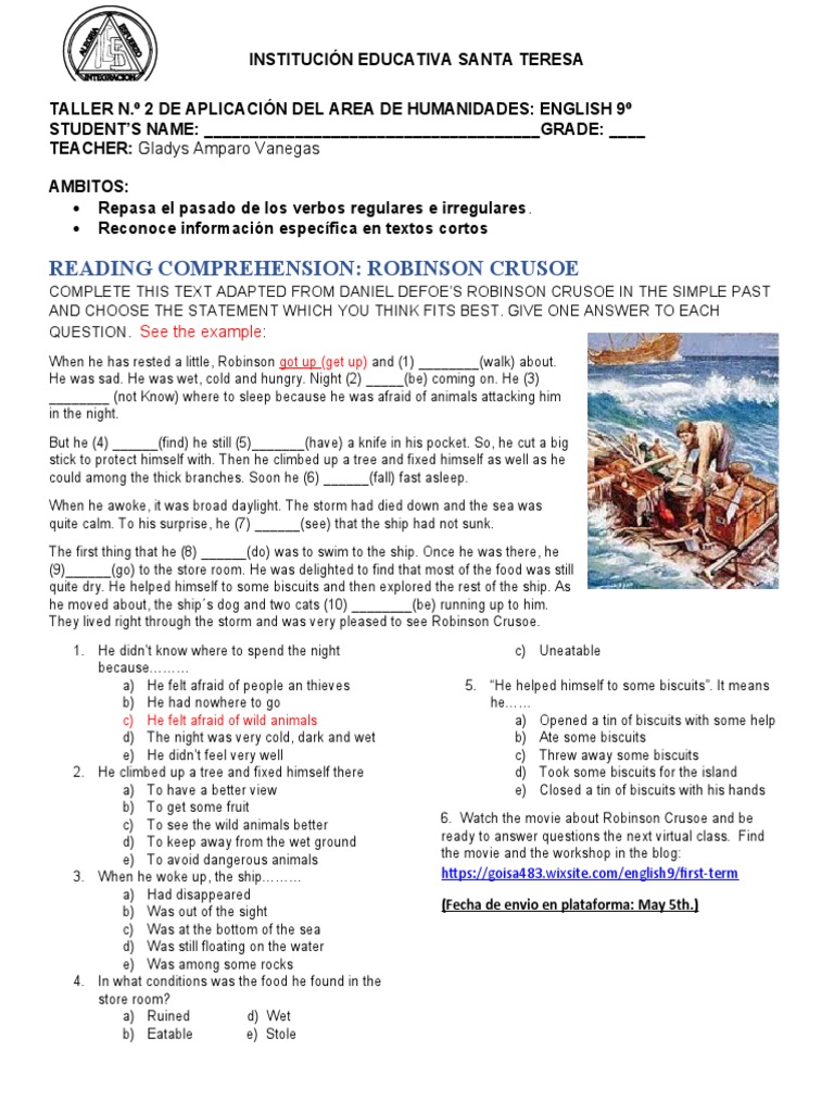 Reading Comprehension: Robinson Crusoe | PDF