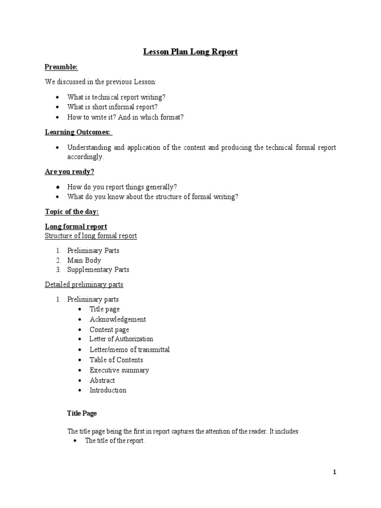 Lesson Plan 18 & 19 Long Report Format Merged | Download Free PDF ...