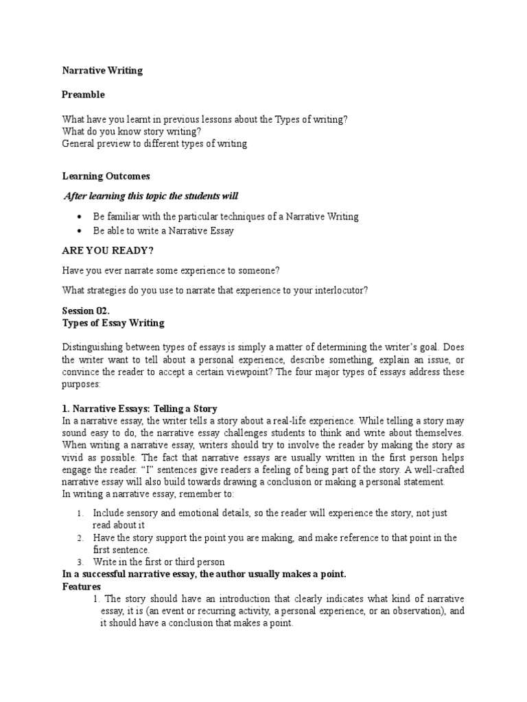 Lesson Plan 04 Narrative Essay | PDF | Essays | Writers