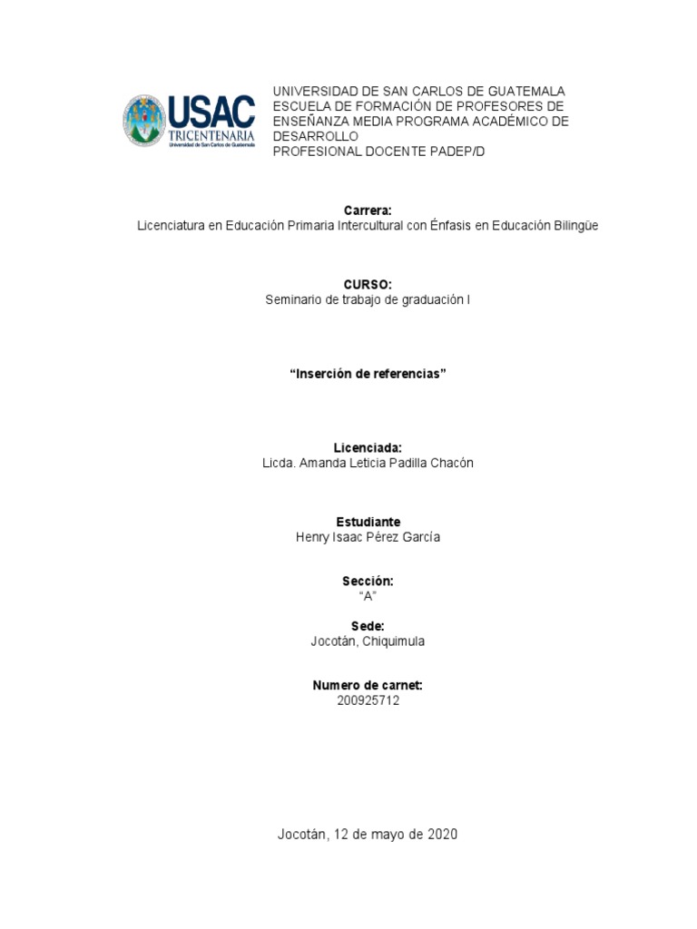 Caratula PADEP/D USAC | PDF