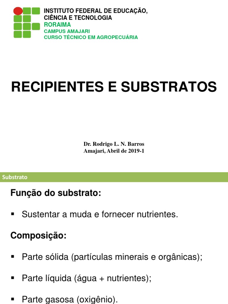 Aula 4 (Recipientes e Substratos) | PDF | Irrigação | Terra