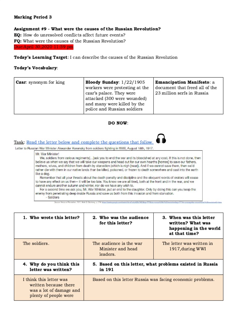 Causes of the Russian Revolution | PDF | Russian Revolution | Soviet Union