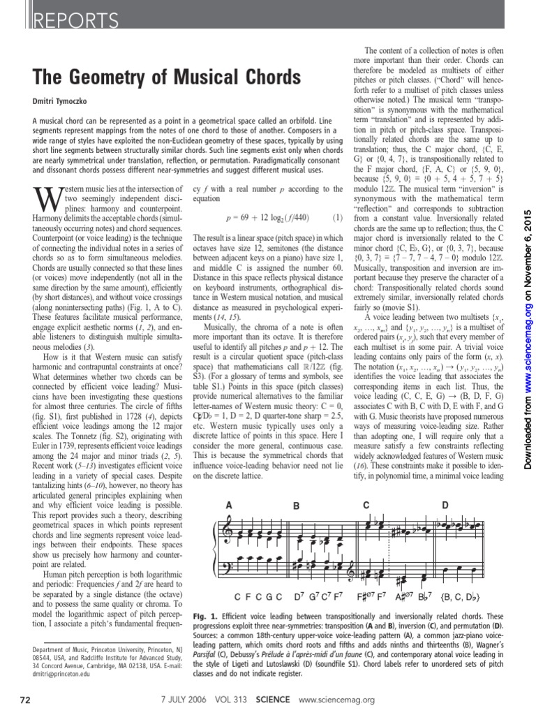 The Geometry of Musical Chords: A B C D | PDF | Photon | Harmony