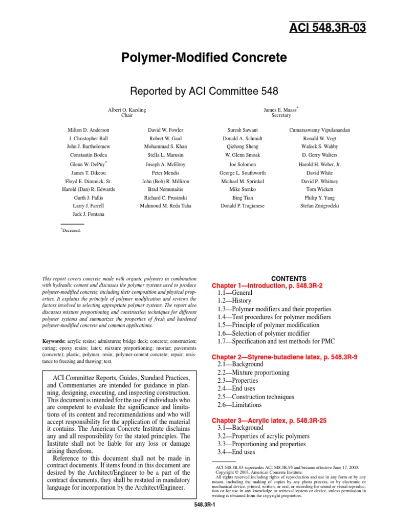 Aci 548.3R-03 | Download Free PDF | Polymers | Polymerization