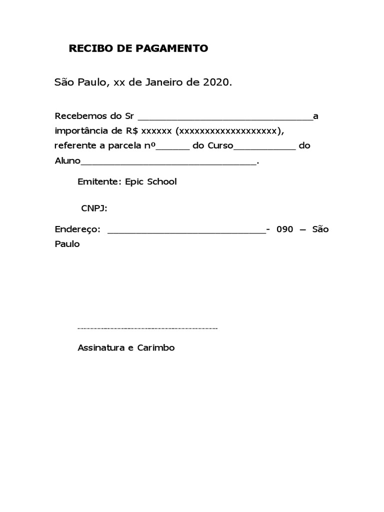 Recibo de Pagamento de Curso | PDF | Negócios | Finanças e ...