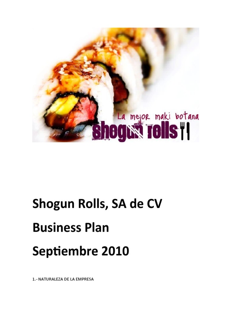 Shogun Rolls PROYECTO FINAL | PDF | Sushi | Business