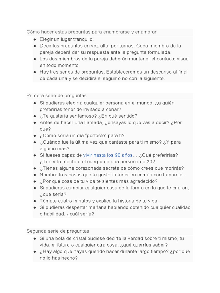 36 Preguntas para Conocerse Mejor PDF | PDF