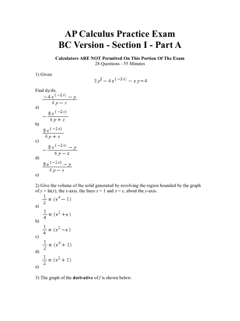2006 AP Calculus BC | PDF | Derivative | Area