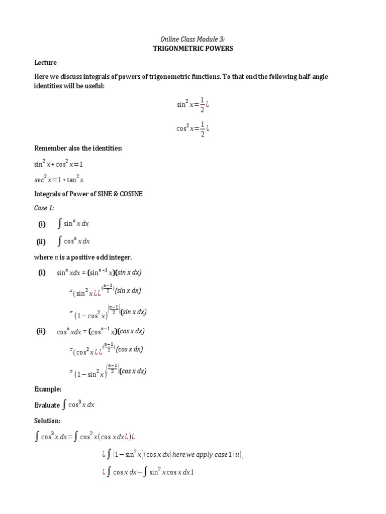A Comprehensive Guide to Integrating Powers of Trigonometric Functions ...