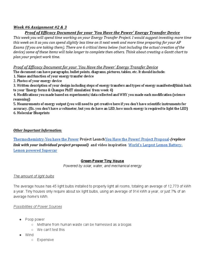 Week #6 Assignment #2 & 3 Proof of Efficacy Document For Your You Have ...