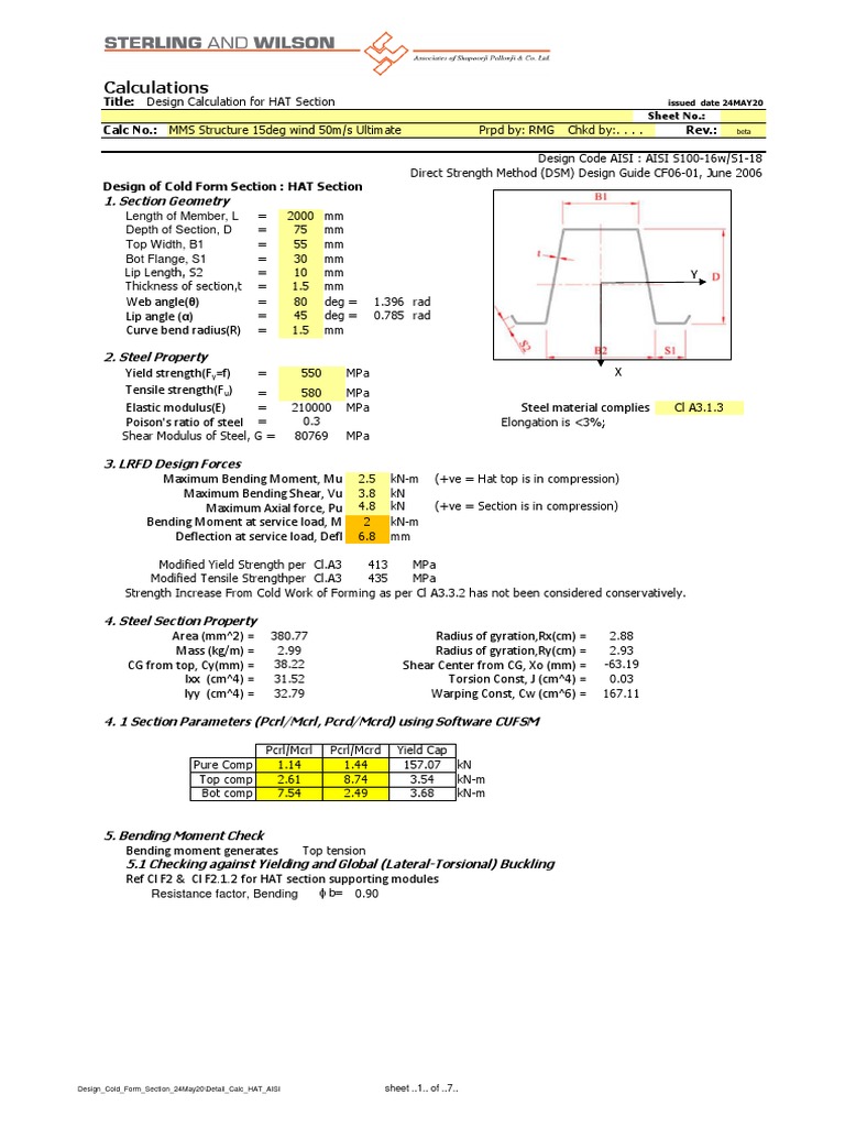 Design Cold Form Section 24may20 | Download Free PDF | Buckling ...