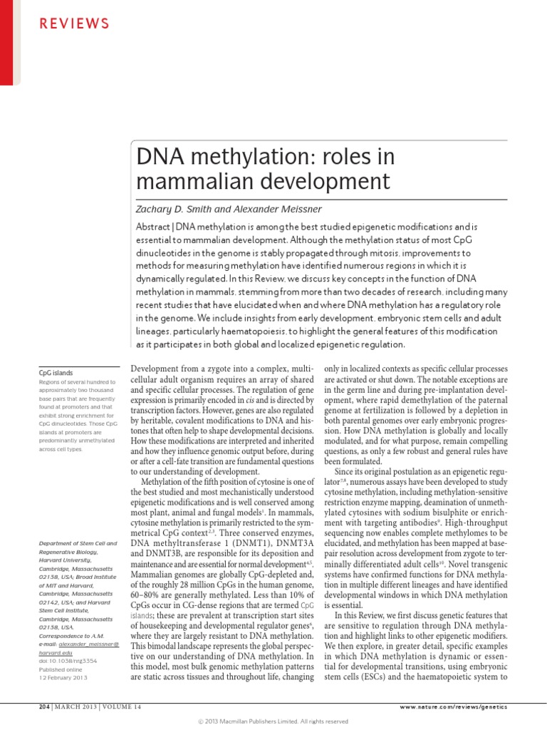 Dna Methylation PDF | PDF | Dna Methylation | Epigenetics