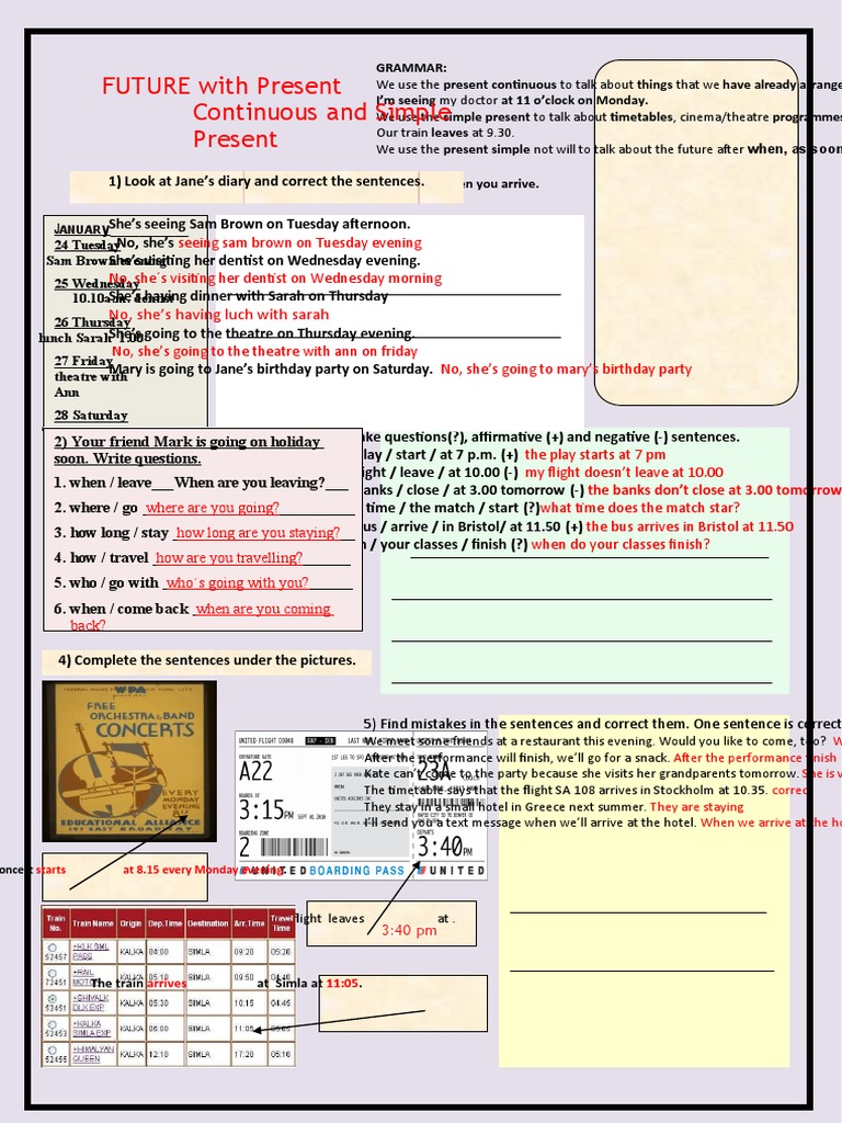 Future With Present Continuous and Simple Present | PDF