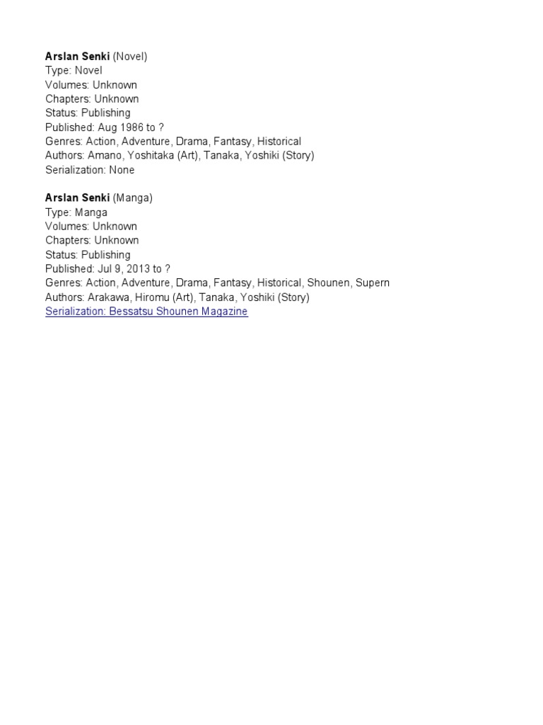 Arslan Senki | PDF