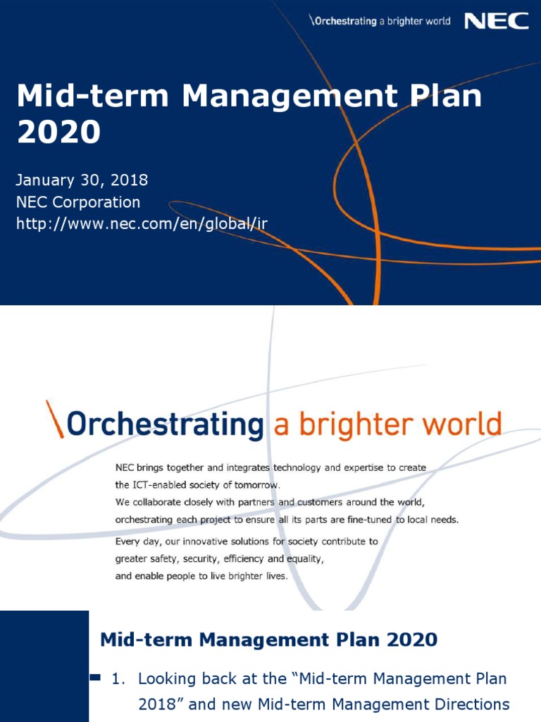 Mid-Term Management Plan 2020: January 30, 2018 NEC Corporation | PDF ...