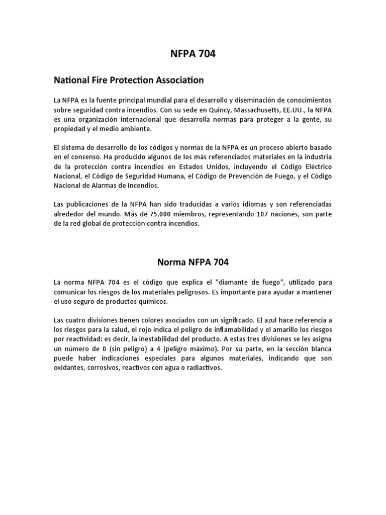 Nfpa 704 | PDF | Combustión | Agua