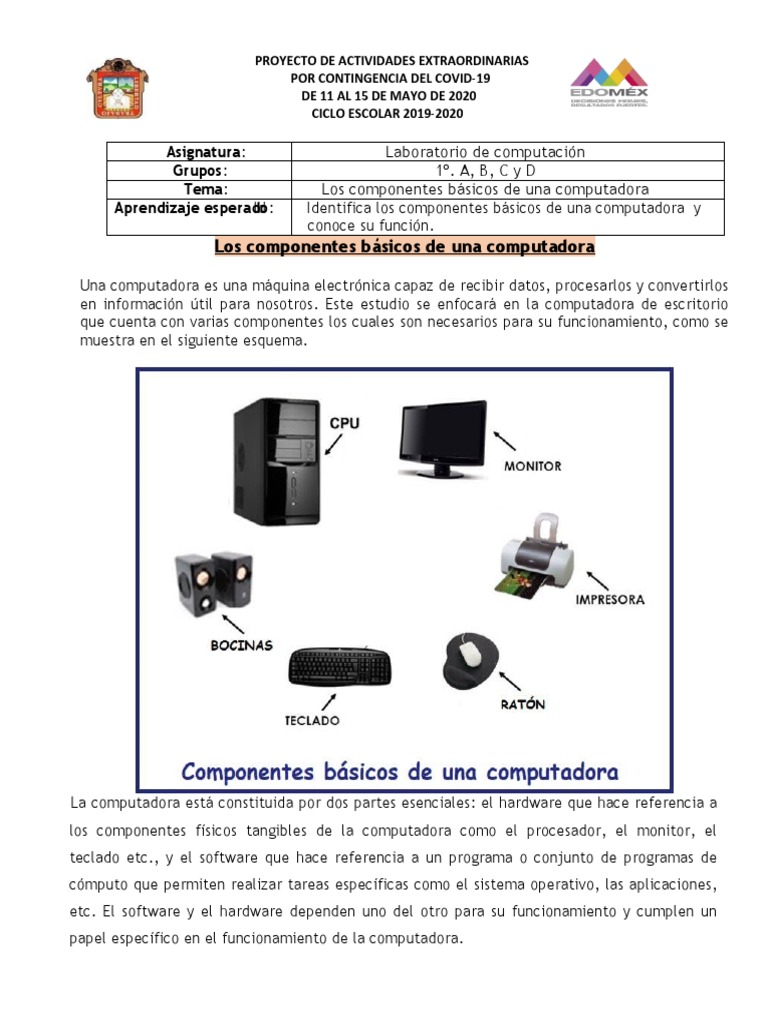 Los Componentes Basicos de Una Computadora 1abcd | PDF | Hardware de la ...