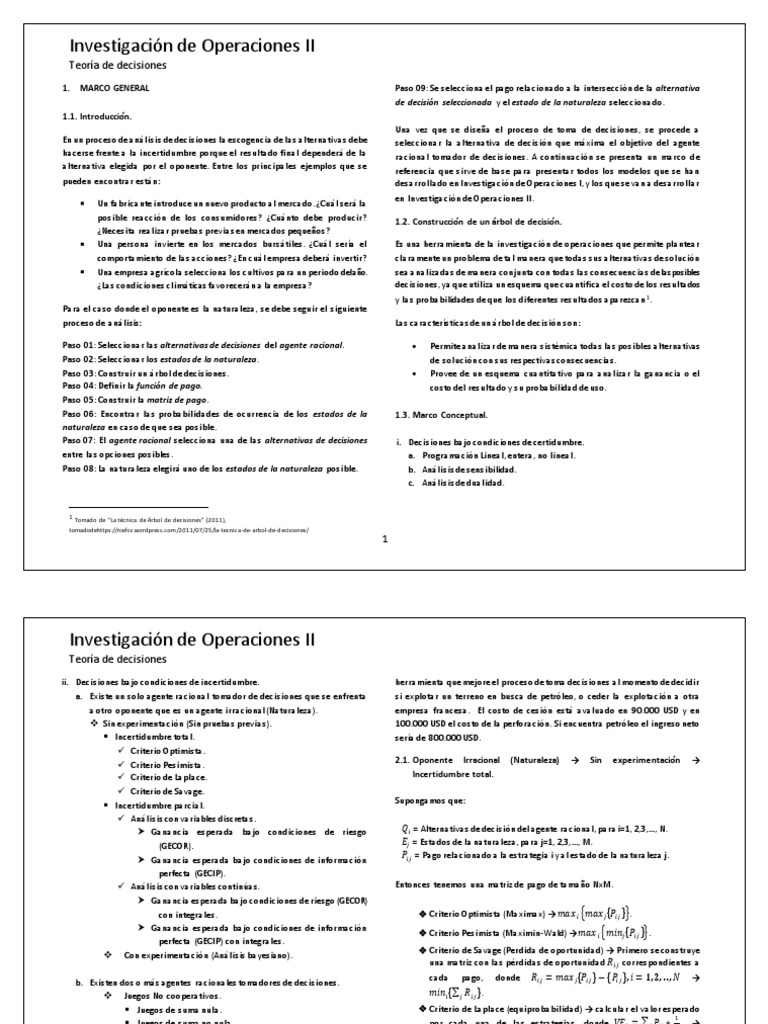 Investigacion de Operaciones II PDF | PDF | Toma de decisiones | Cognición