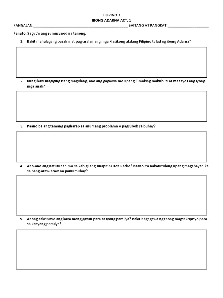 Filipino 7 Fourth Grading Activity | PDF