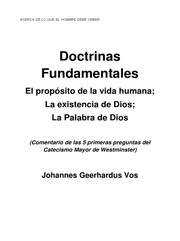 Doctrinas Fundamentales. Johannes G. Vos PDF | PDF | Biblia | Fe