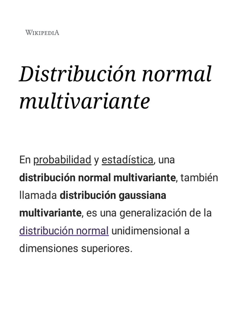 Distribución Normal Multivariante - Wikipedia, La Enciclopedia Libre ...