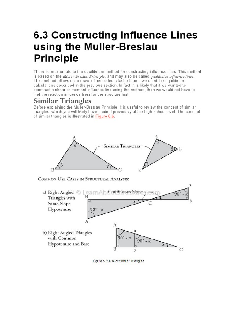 6.3 Constructing Influence Lines Using The Muller-Breslau Principle | PDF