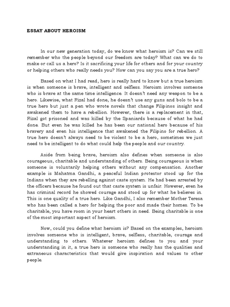 Essay About Heroism | PDF | Social Science