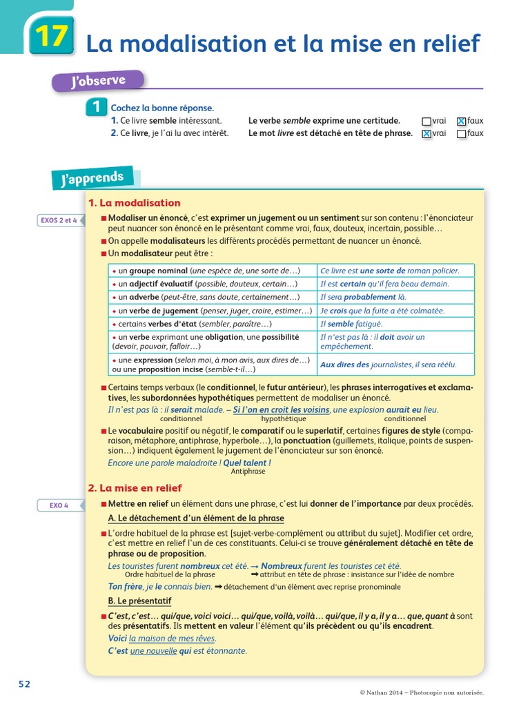 Chap 17 Modalisation | PDF | Phrase | Verbe